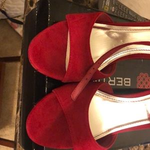Shoes | Red Open Toe Ankle Buckle High Heel Shoes | Poshmark